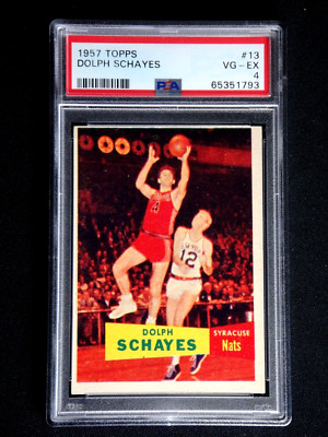DOLPH SCHAYES 1957 TOPPS BASKETBALL CARD #13 PSA 4 ICONIC FIRST SET ...