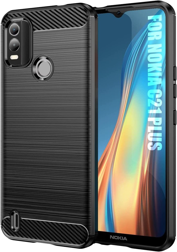 For Nokia C21 Plus Case Carbon Fibre Gel Cover Ultra Slim Shockproof ...