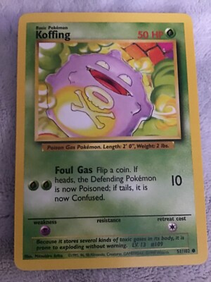 Pokémon TCG Koffing Base Set 51/102 Regular Unlimited Common | eBay