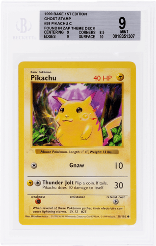 1999 Pokemon Base Ghost Stamp Pikachu 1st Edition Zap Theme Deck #58 ...