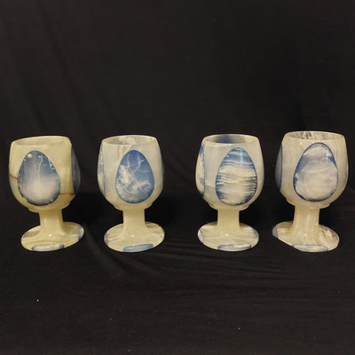 Vintage Marble Onyx Alabaster Goblets Chalet 5 inch Glasses Set Of 4 | eBay