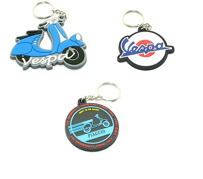 3 RUBBER VESPA MOTORCYCLE KEYCHAIN KEY RING | eBay