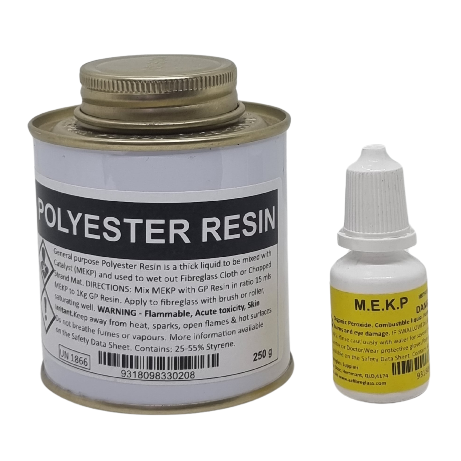 Fibreglass (Polyester) Resin and Hardener Kit - 250g Marine Polyester ...