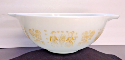 VINTAGE PYREX # 444 PUMPKIN ORANGE AMISH BUTTERPRINT CINDERELLA BOWL 4 ...