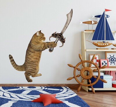 3D Brave Cat I1007 Animal Wallpaper Mural Poster Wall Stickers Decal ...
