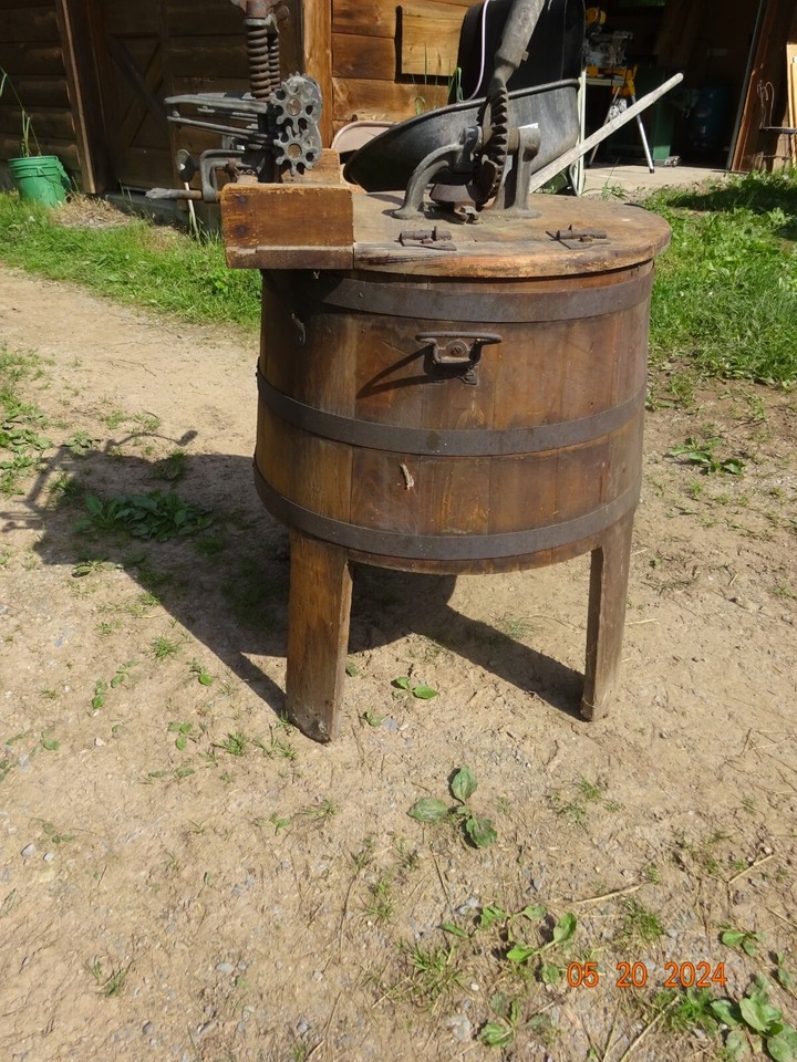 Antique Wooden Barrel Washer Washing Machine w/ Ringer/ hand crank | eBay
