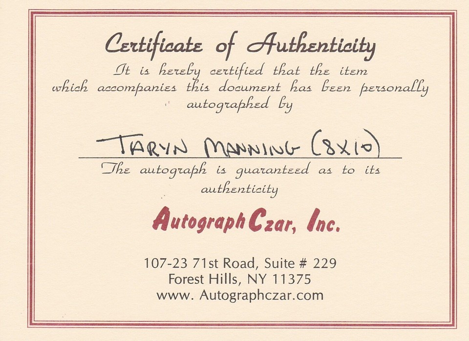 TARYN MANNING 8x10 Photo - Original Hand Signed Autograph COA "Crazy ...