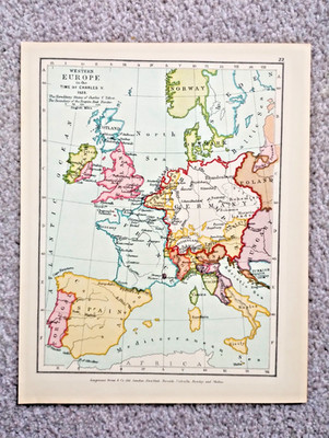 Western Europe in 1525 - Antique 1928 Map | eBay