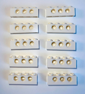 Loose Official LEGO 10 Piece Lot of White 1x4 Technic Bricks with 3 ...