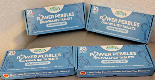 Earth Breeze Power Pebbles Dishwasher Tablets Fragrance-Free 4 Boxes 30 ...