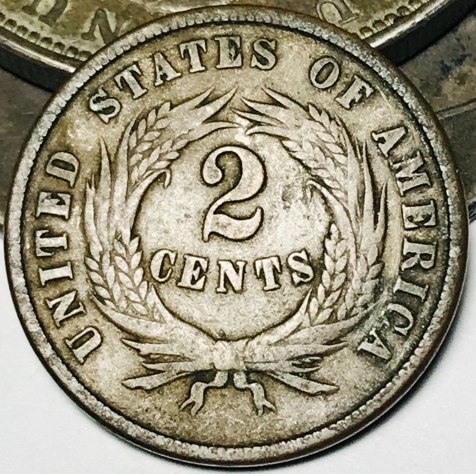 1869 Two Cent Piece 2C Ungraded Post Civil War Date US Copper Coin ...
