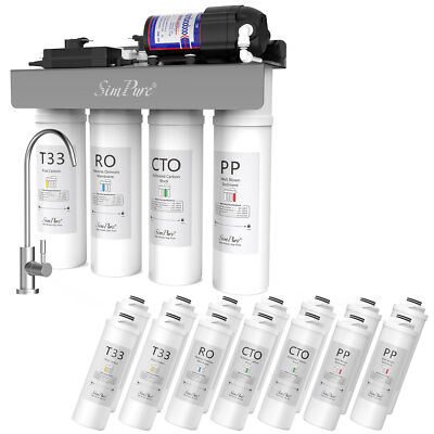 SimPure WP-400GPD 8 Stage Reverse Osmosis System Tankless Extra Water ...