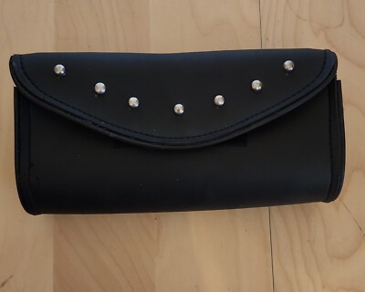 New Black Heavy Duty Leather Studded Windshield Bag For Motorcycle ...