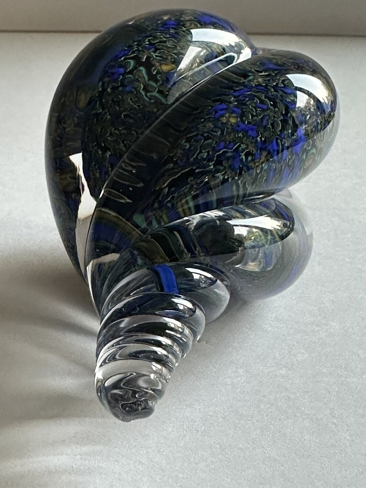 Chuck C Walters Art Glass Paperweight Jamaglass Blue Spiral Signed ...