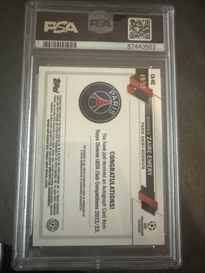 2022-23 Topps Chrome UEFA CC Autographs Warren Zaire-Emery Gold ...