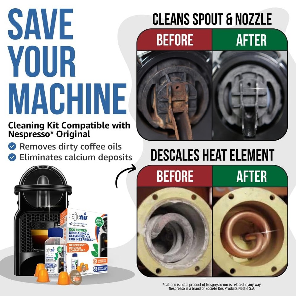 Nespresso Compatible Descaling Kit & Cleaning Pods. 2 Use Descaling ...