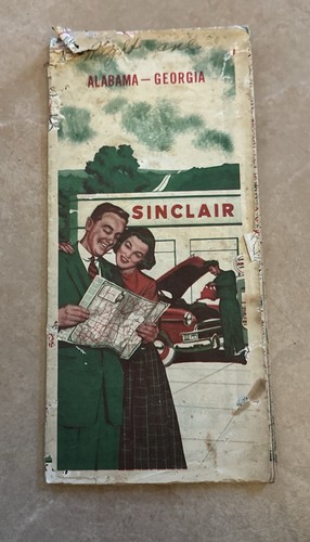 Vintage 1953 Sinclair Refining Co. Road Map: Alabama Georgia | eBay