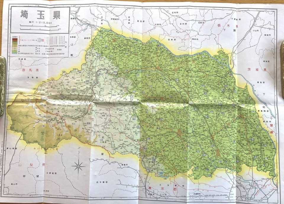 1955 Saitama Prefectural Map Hachiko Line Tobu Tojo Line Tobu Tsumanuma ...
