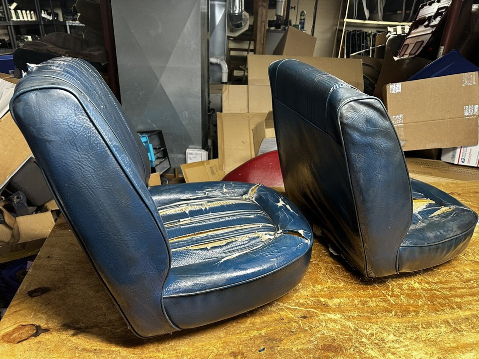 Vintage Ford Stationary Lowback Bucket Seat Cores W/Tracks | Blue ...