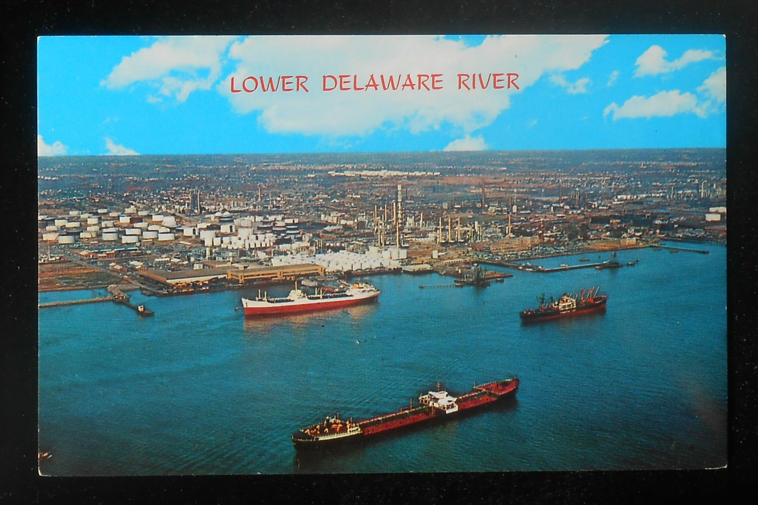 1970s Birdseye Lower Delaware River Oil Refineries Ships Tanks Marcus ...