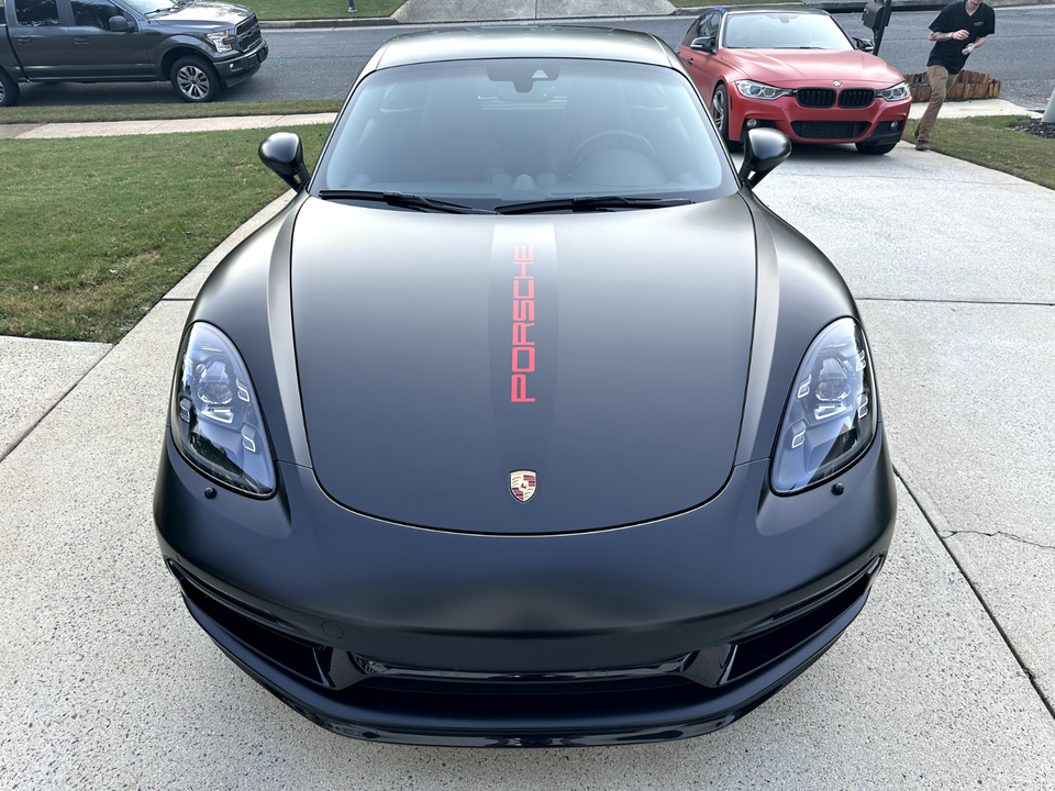Porsche Hood Stripe - Black with Red Lettering | Vinyl | Racing Stripes