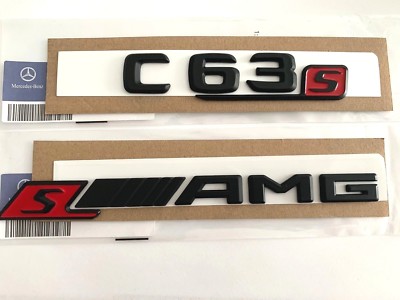 C63 S Matte Black Boot Trunk Badge Combo Sticker for Benz C63S S AMG ...