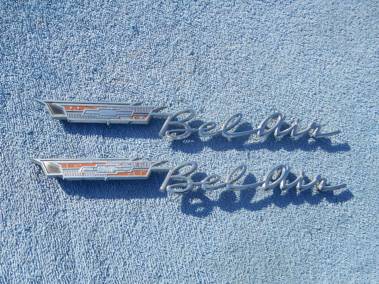 Vintage 1961 Chevrolet Chevy Bel Air Script Emblems Pair | eBay