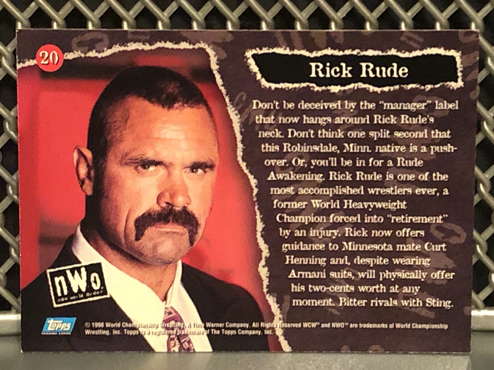 1998 Topps Rick Rude NWO WCW Wrestling Card #20 WWE Classic Superstars ...