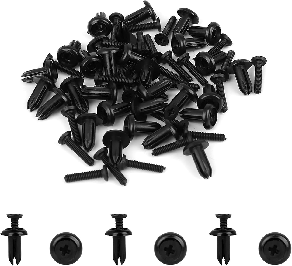 30Pcs 5Mm Black Plastic Rivets Push Type Panel Retainer Fastener Clip ...