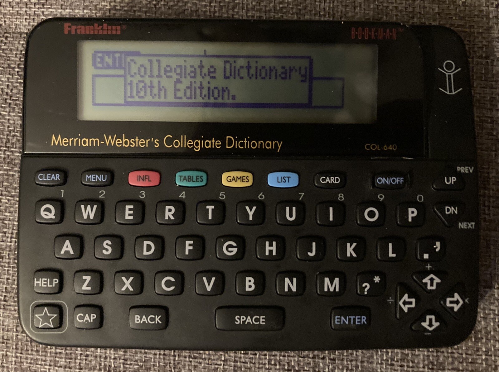 Franklin Bookman Collegiate Dictionary 10th Edition Electronic Book COL ...