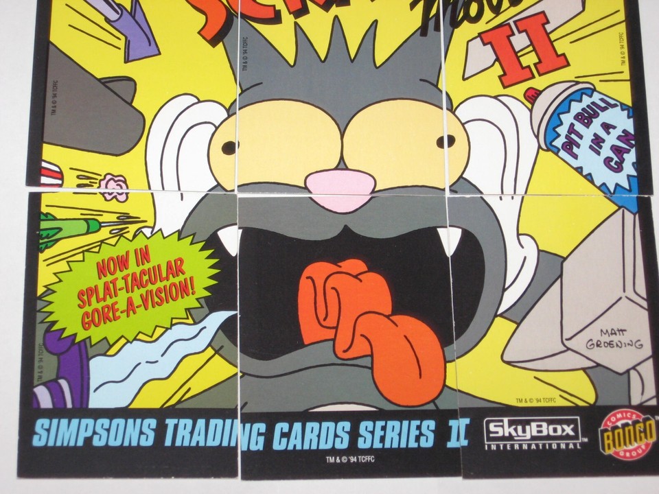 1994 THE SIMPSONS SERIES 2 INSERT WIGGLE 9 CARD LENTICULAR SET BART ...