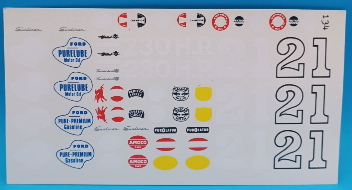 Fred Cady | No. 134 | 1:25 1956-57 Ford Wood Bros #21 Decals | eBay