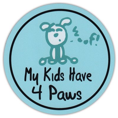Round Dog Lover Car Magnet - My Kids Have Four Paws - Life Is Good ...
