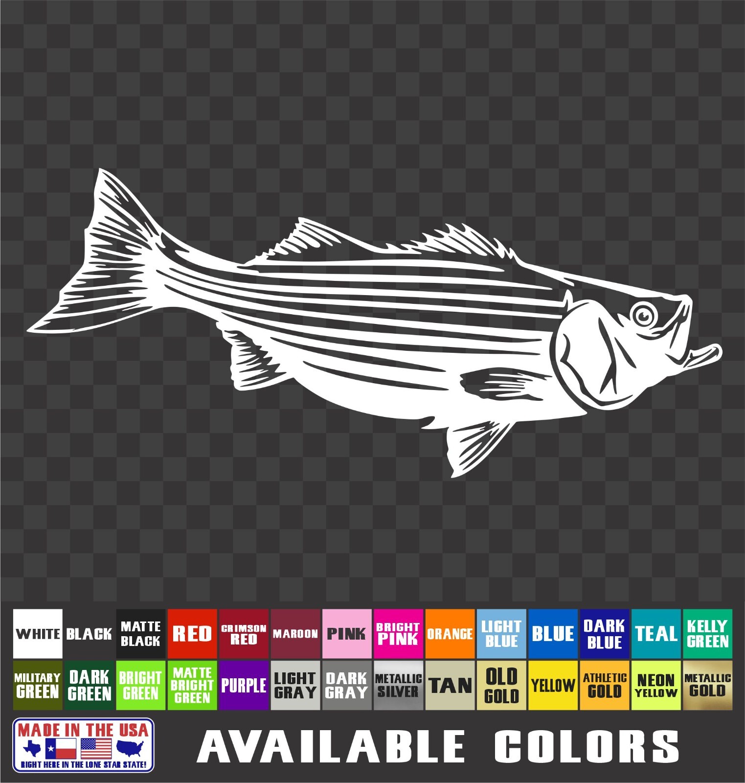 STRIPER Fishing Sticker Striped BASS Boat Rockfish Vinyl Decal Car ...