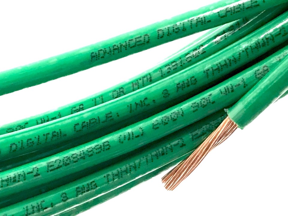 50' FEET THHN THWN-2 8 AWG GAUGE GREEN COPPER BUILDING WIRE VW-1 | eBay