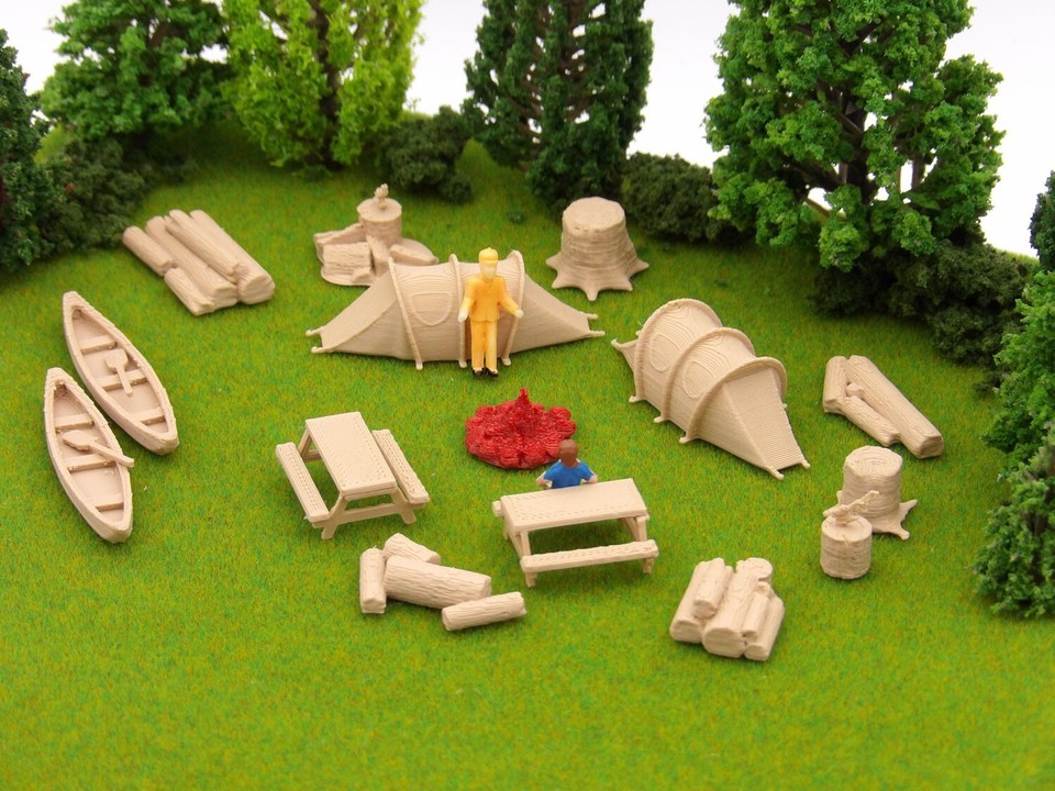15 pc - Tubular Tent Camping - HO Scale 3D Camping Railroad Train ...