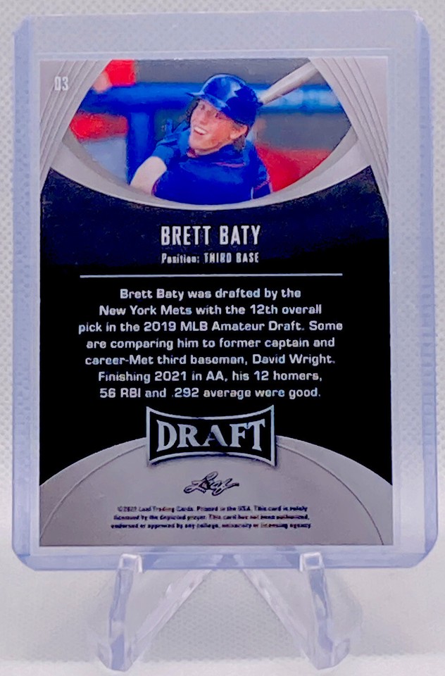 2021 Leaf Draft Brett Baty Gold Parallel #3 - New York Mets | eBay