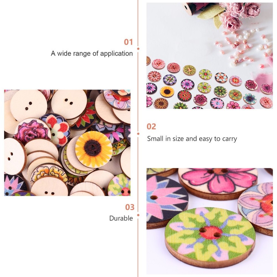 Creative Flower Buttons Sewing Buttons Round Wood Fasteners Sewing ...