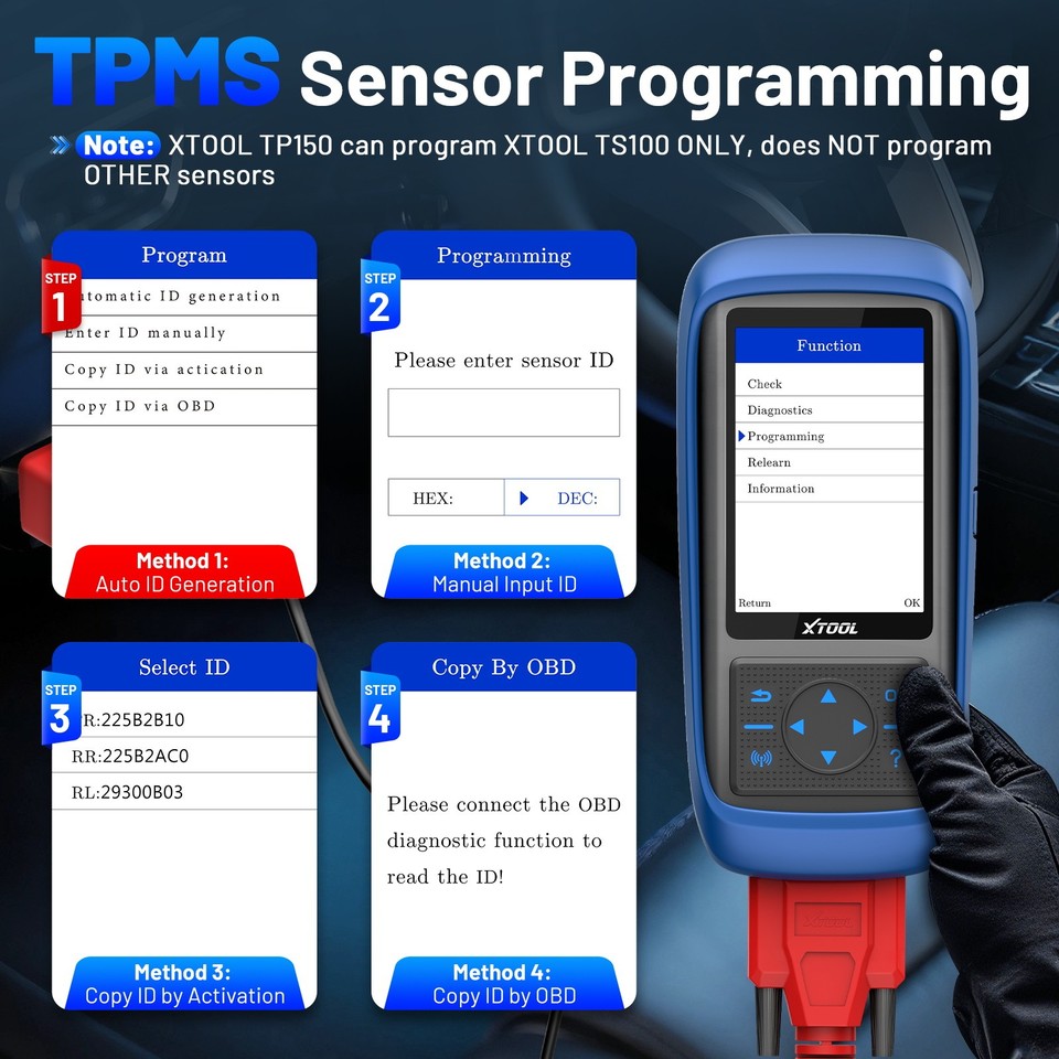 Xtool USED TP150 TPMS System Tire Sensor Activate Relearn Tool TS100 ...