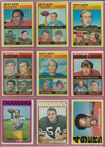 1972 Topps FOOTBALL LOT OF 67 DIFFERENT CARDS - COMMONS AND STARS ...