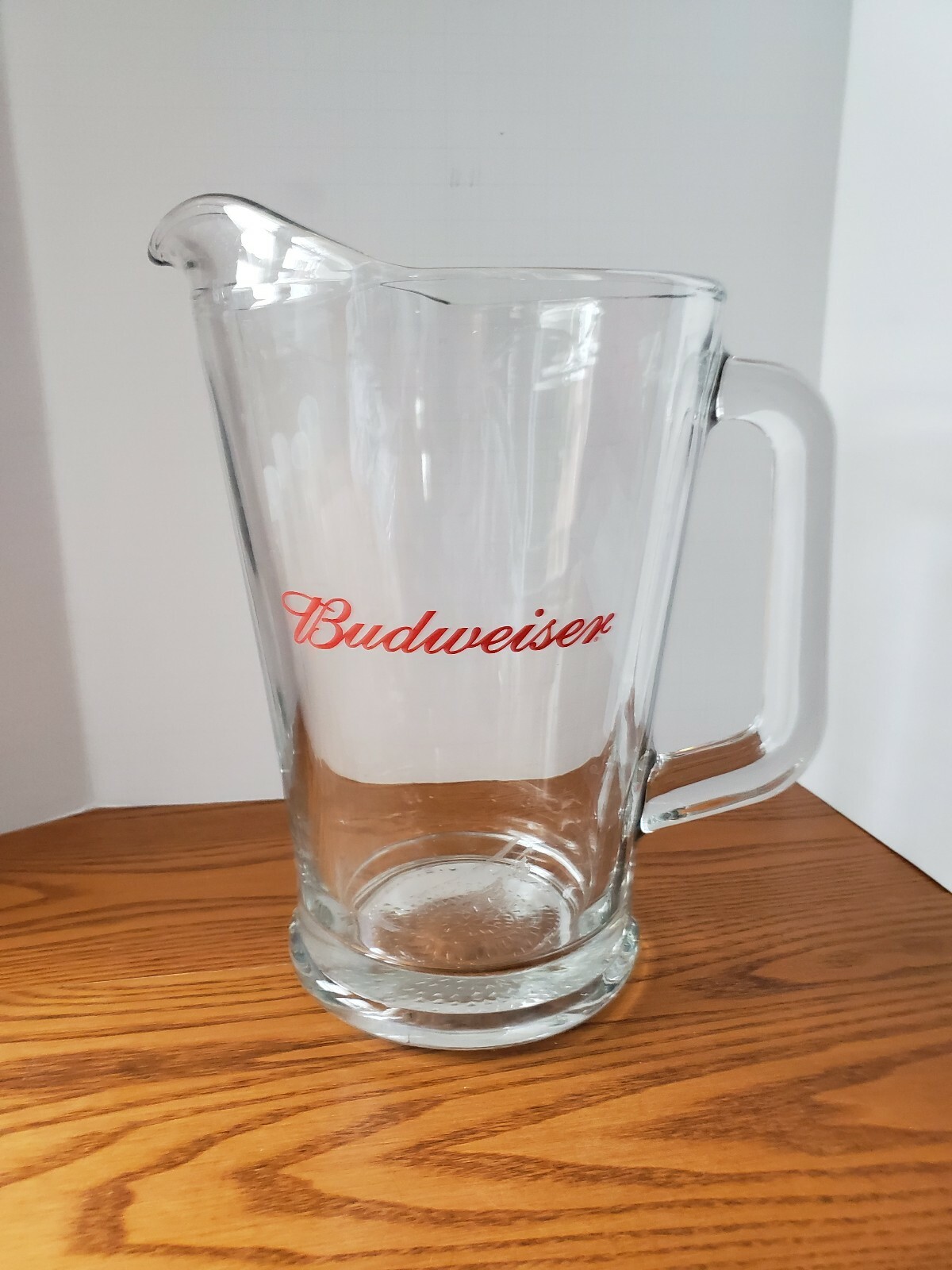 BUDWEISER HEAVY SOLID GLASS BEER PITCHER 8.75" Tall SINGLE SIDED | eBay