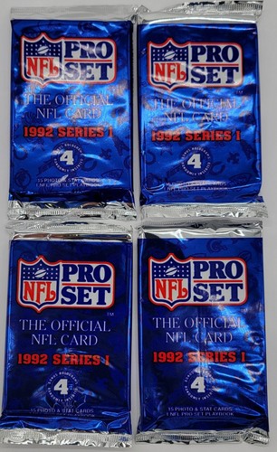 1992 NFL Pro Set Football Pack - Series 1 Foil Lot Of 4 Unopened Packs ...
