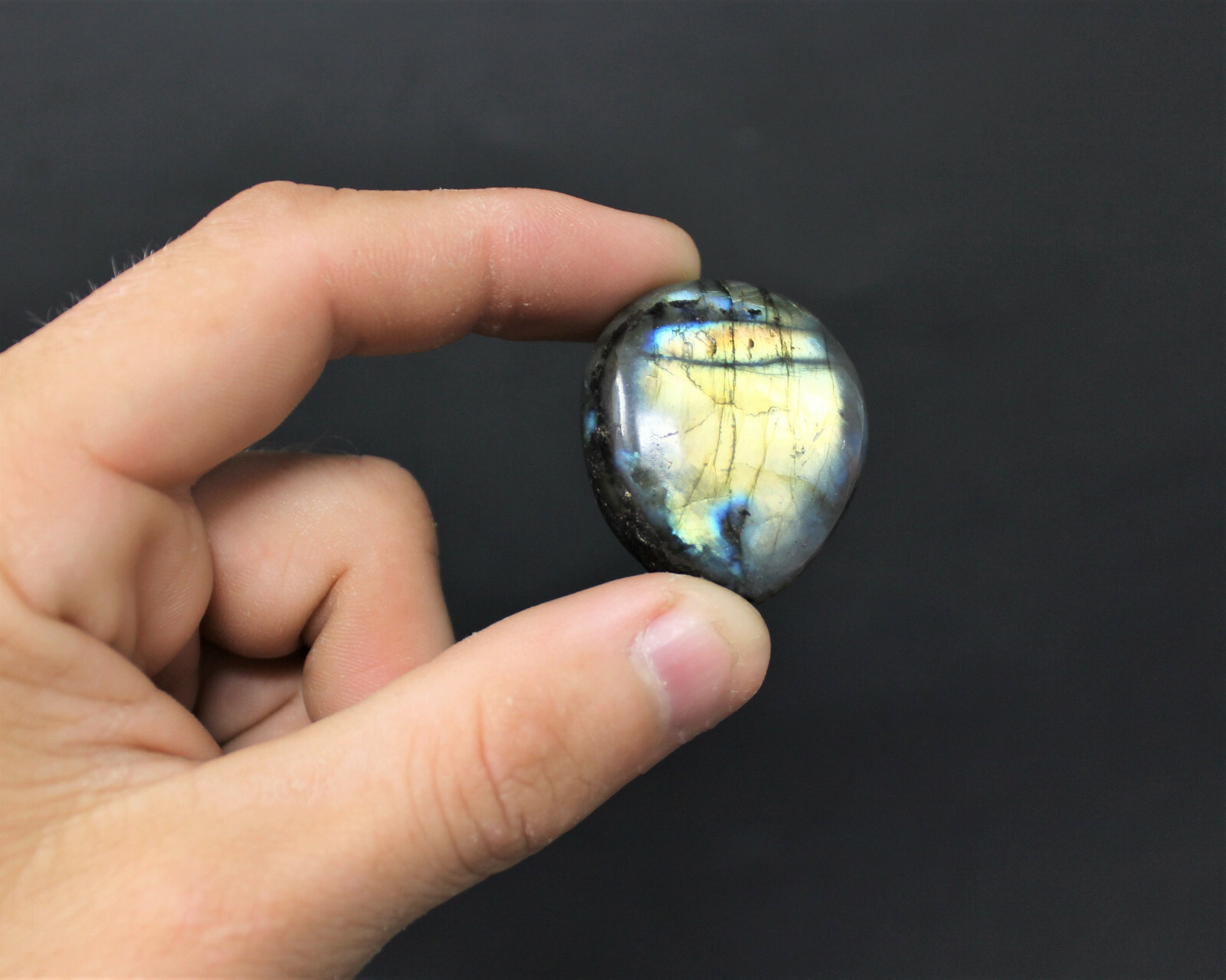 Labradorite Palm Stone: Hand Polished Labradorite Pebble, High Flash ...
