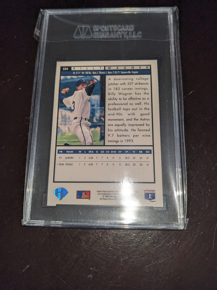1994 UPPER DECK BILLY WAGNER ROOKIE CARD GRADED SGC 9.5 MINT+ | eBay