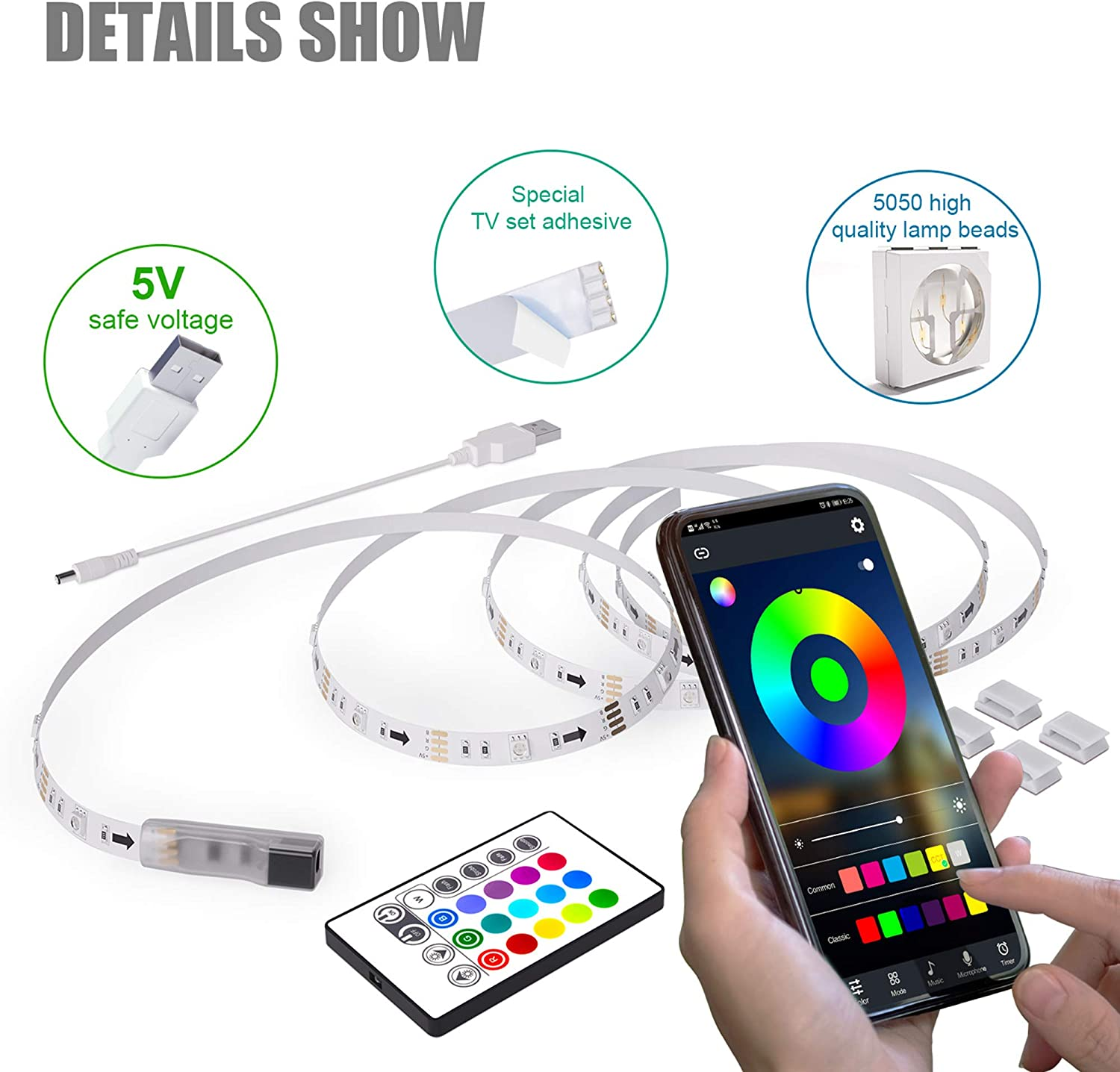 TV LED Backlight for 65-75In Tvs, App and Remote Control LED Lights for ...