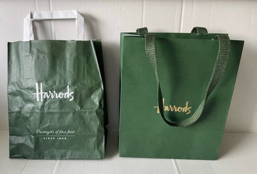 2 Harrods Green Paper Shopping Gift Bag Tote | eBay