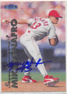 MIKE VENAFRO TEXAS RANGERS SIGNED CARD RAYS COLORADO ROCKIES OAKLAND A ...