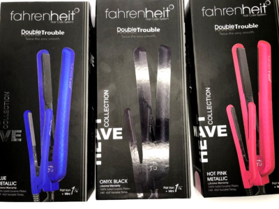 Fahrenheit Double Trouble Blue Black Pink Hair Straightener Duo + Mini ...