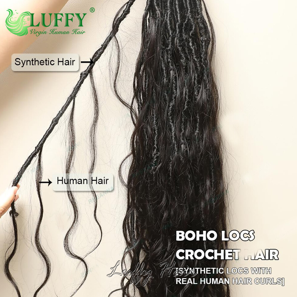 Boho Locs Human Hair Body Wave Crochet Locs Hair Extension Pre Looped ...