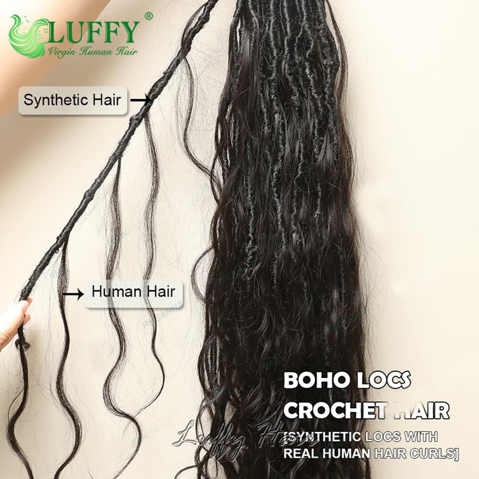 Boho Locs Human Hair Body Wave Crochet Locs Hair Extension Pre Looped ...